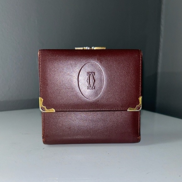 Cartier | Bags | Cartier Signature Color Compact Wallet With Kiss Lock ...